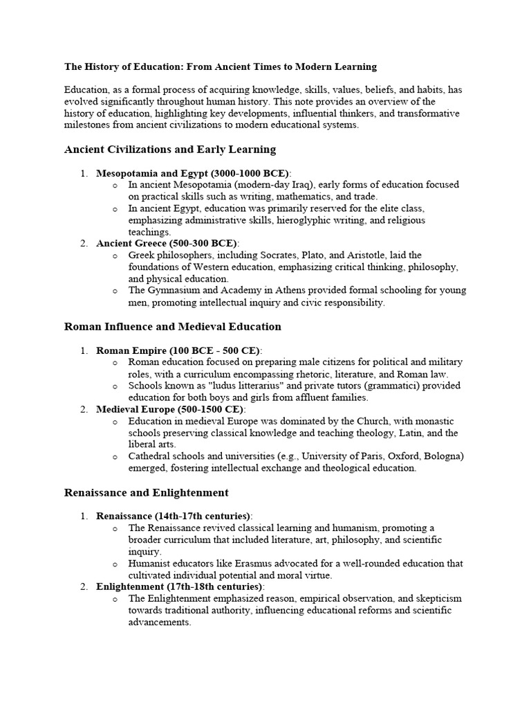Evolution of Education Through History | PDF | Ancient Greece | Age Of ...