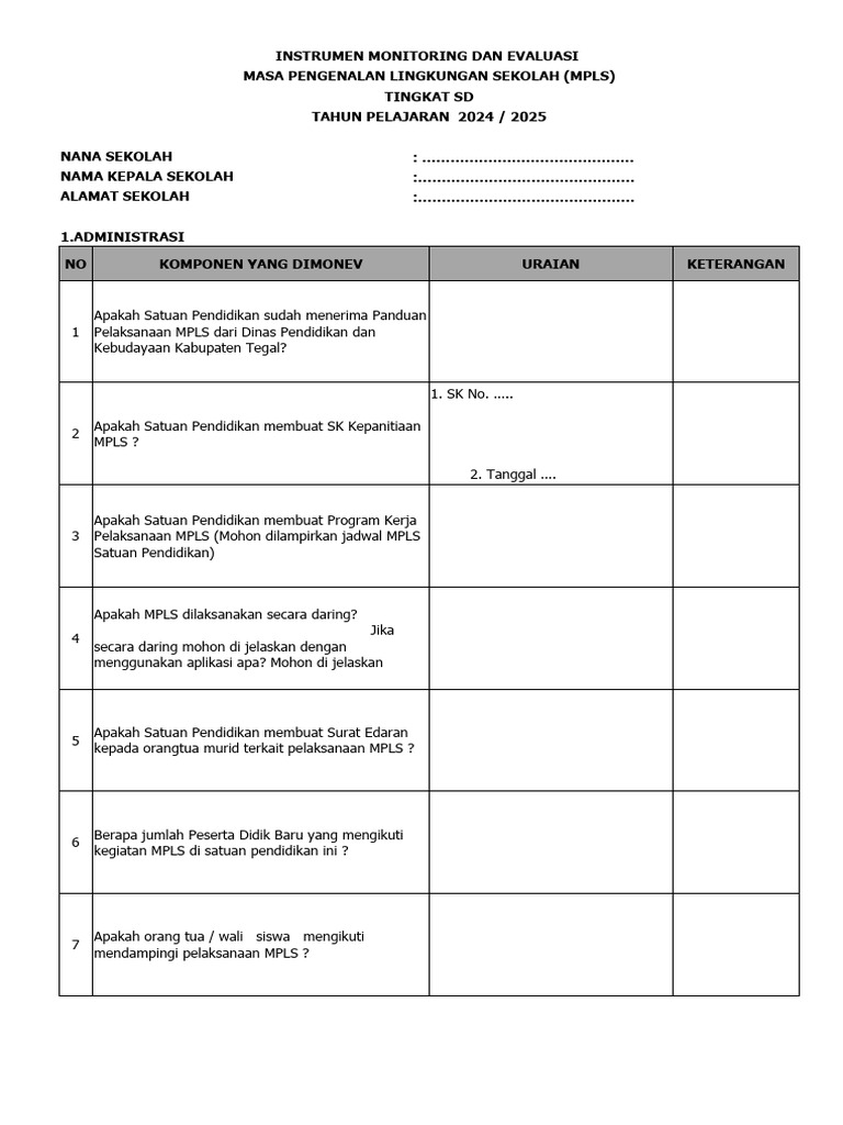 Instrumen MPLS 2024 | PDF | Karier & Perkembangan