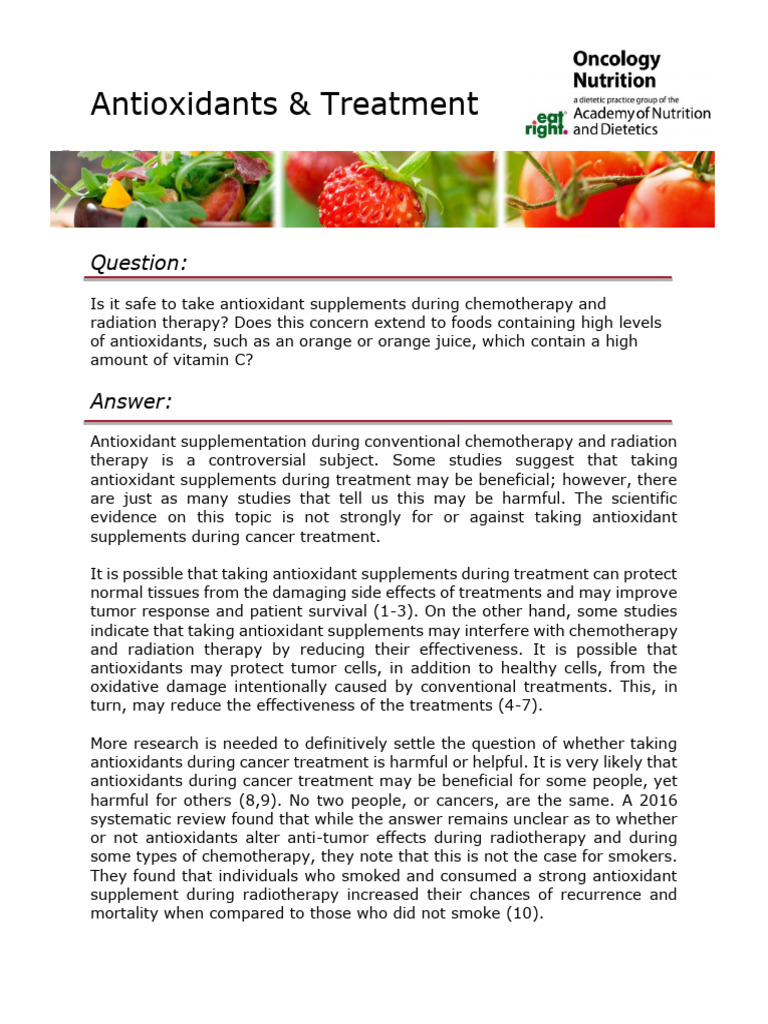 Antioxidants Treatment | PDF | Radiation Therapy | Therapy