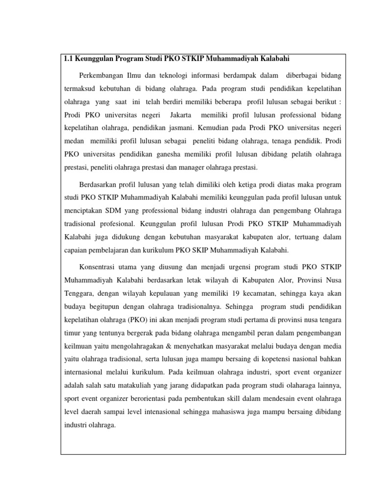 1.1 Keunggulan Podi PKO STKIP Muhammadiyah Kalabahii - 064154 | PDF