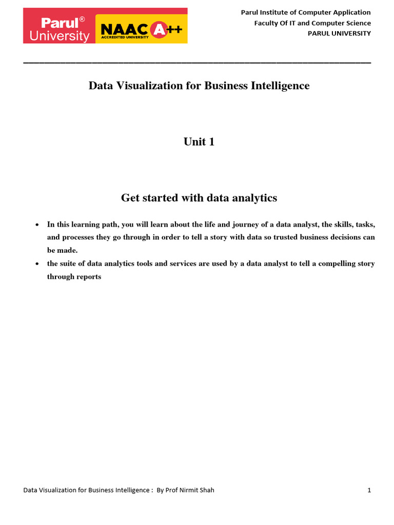 DV Unit1 | PDF | Analytics | Data Analysis