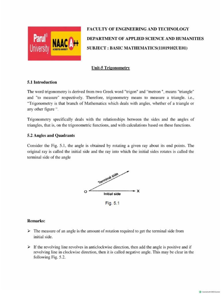 Unit-5 - Trigonometry | PDF
