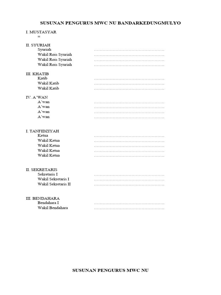 2.susunan Pengurus MWC Nu | PDF