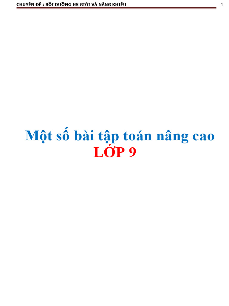 Toan 9 Chuyen de BD HSG Nang Khieu | PDF