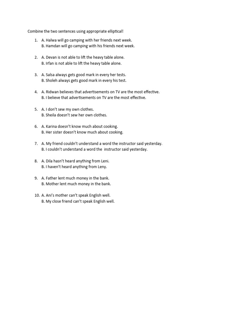 Soal Elliptical | PDF | Foreign Language Studies