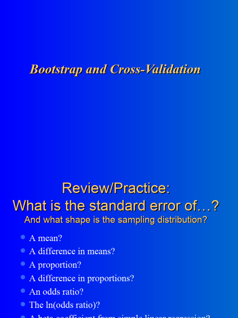Lecture 7 Classification | PDF | Bootstrapping (Statistics) | Cross Validation (Statistics)
