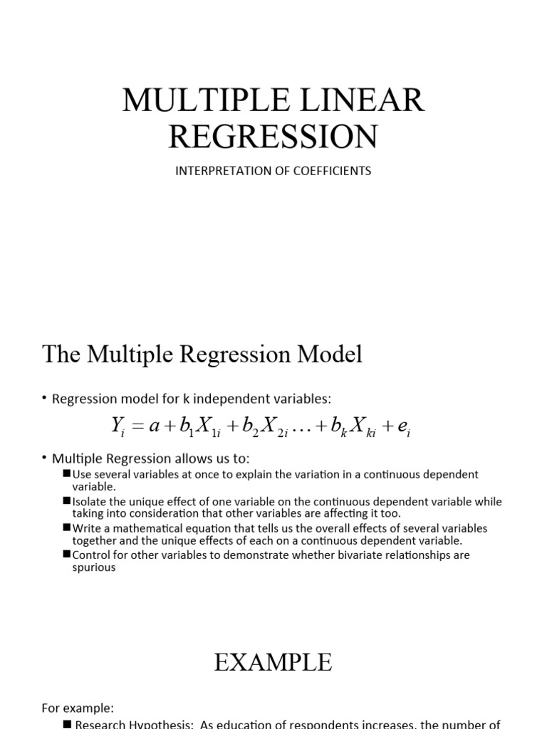 Multiple Linear Regression | PDF | Linear Regression | Dependent And Independent Variables