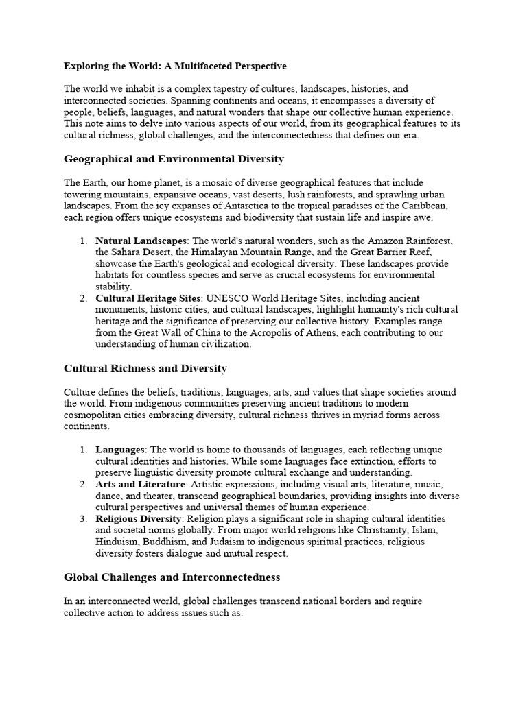 Exploring The World | PDF | Biodiversity | Landscape