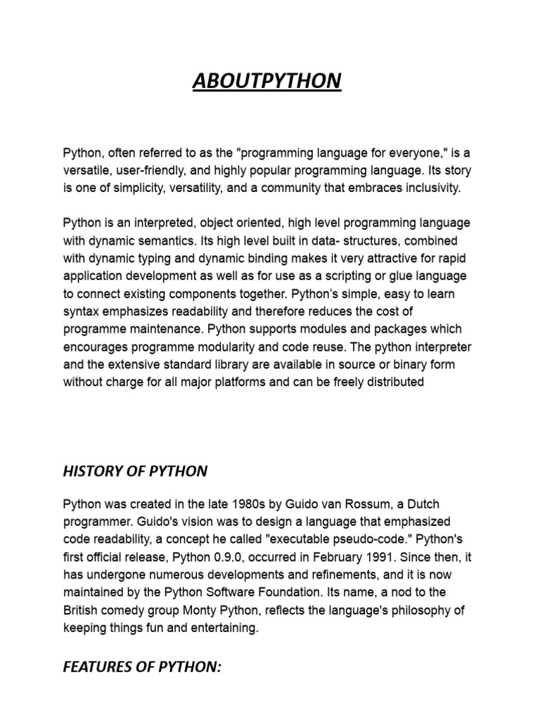 Aboutpython: History of Python | PDF | Python (Programming Language) | Computer Programming