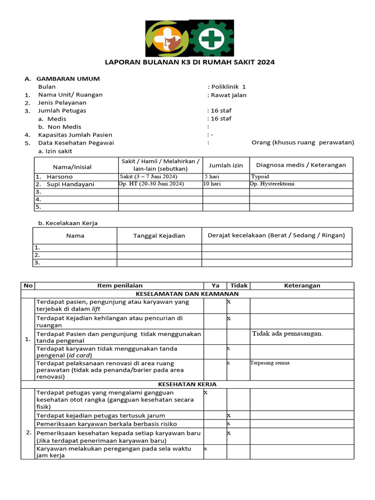 Contoh Laporan Bulanan K3 | PDF
