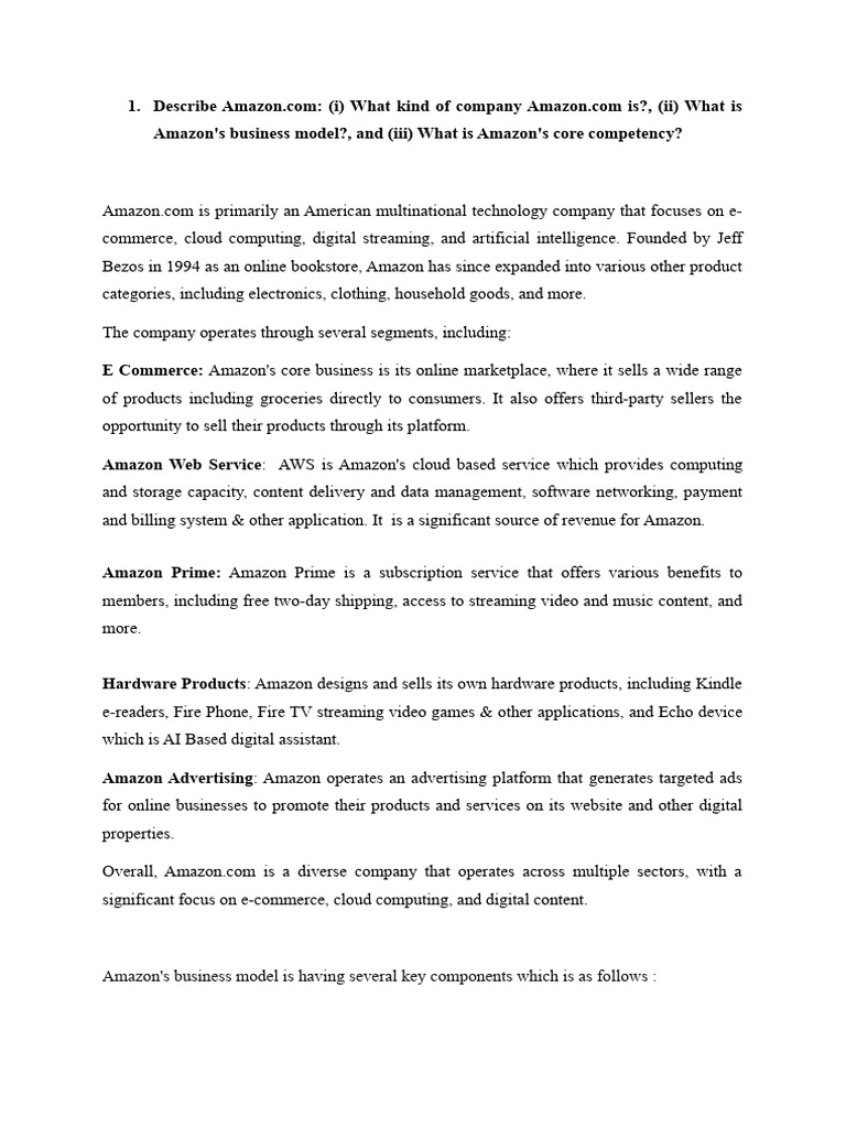 Assignement _1 Amazon Case Study | PDF | Amazon Web Services | E Commerce
