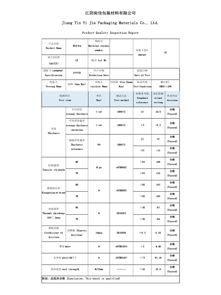 COA Plastic Shrink | PDF