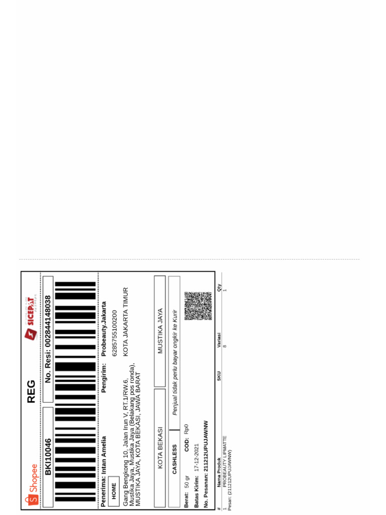 Resi Shopee Intan | PDF