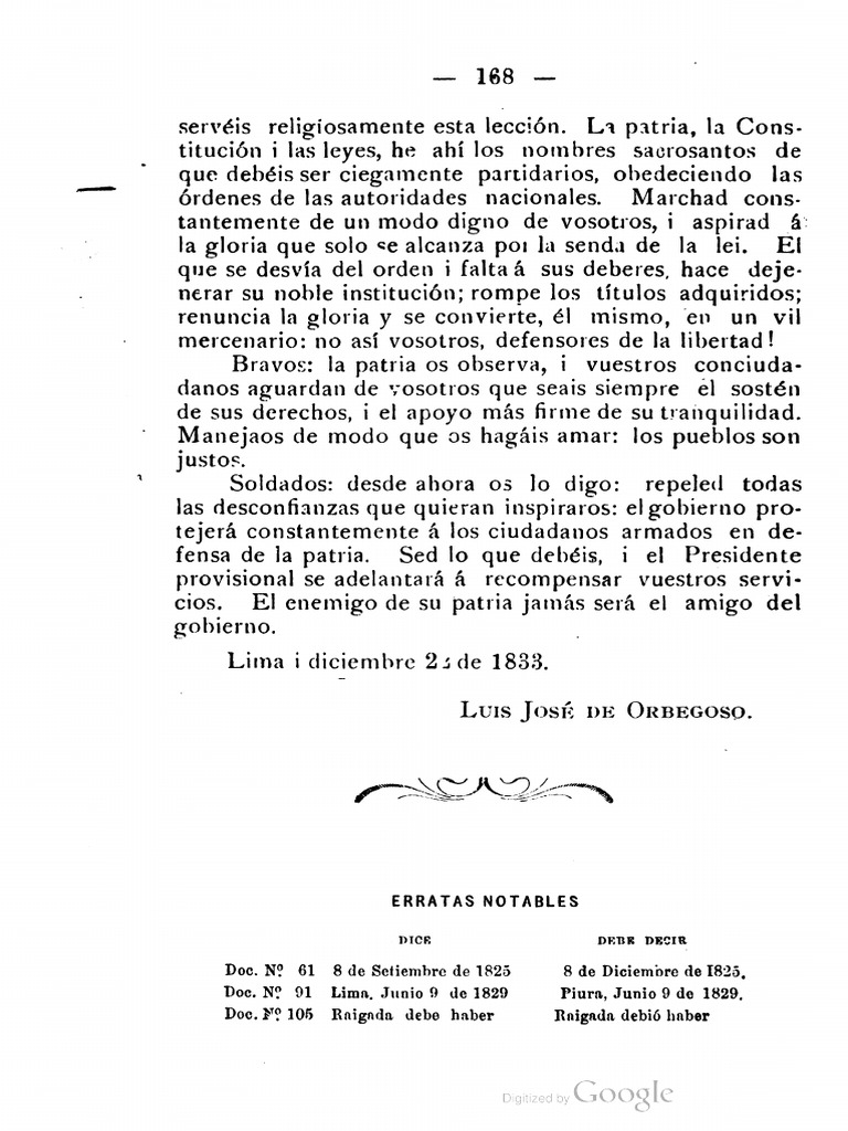 Luis Orbegoso - Documentos Mariscal Orbegoso 1 - 1908 Lima-Page186 | PDF