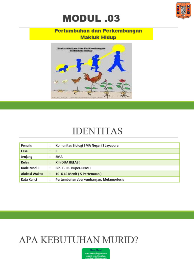 Modul Ajar Biologi - Fase - F - Pertumbuhan & Perkembangan | PDF