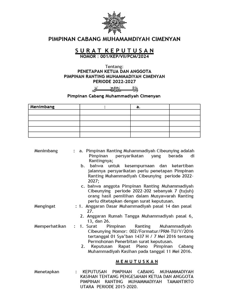 SK-Penetapan-PRM-Cibeunying-Periode-2022-2027.Rev 1 | PDF