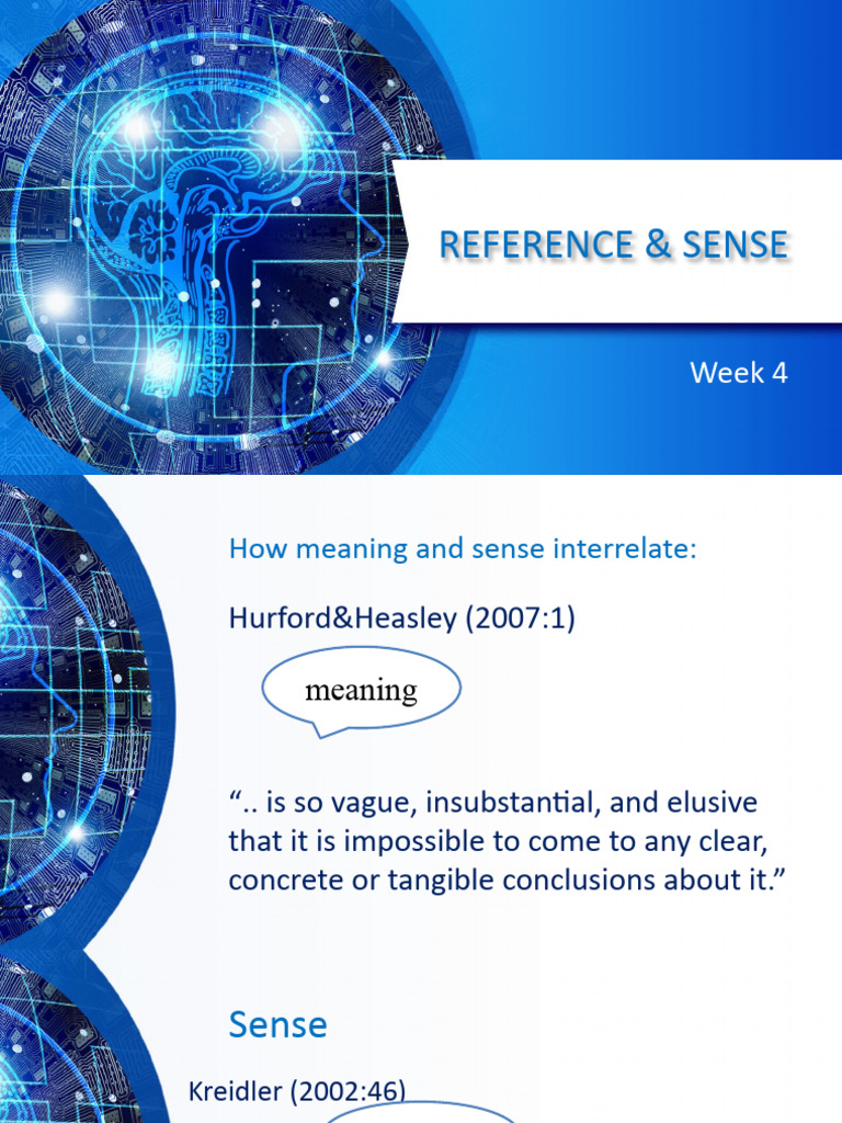 Meet 4 - Reference and Sense | PDF | Word | Human Communication
