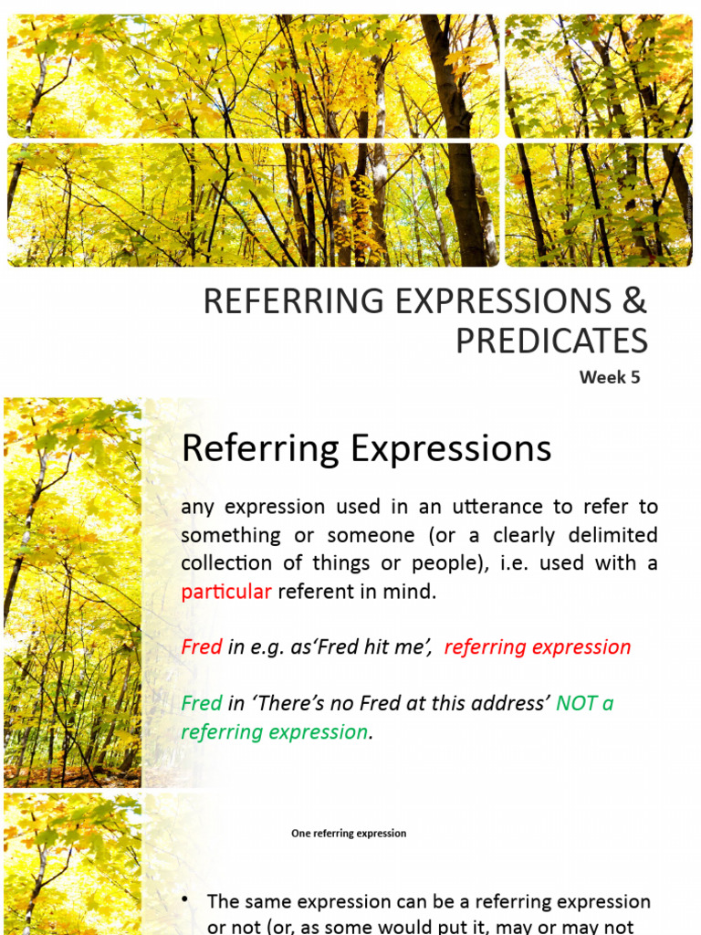 Meet 5 - Referring Expressions and Predicates | PDF | Predicate ...