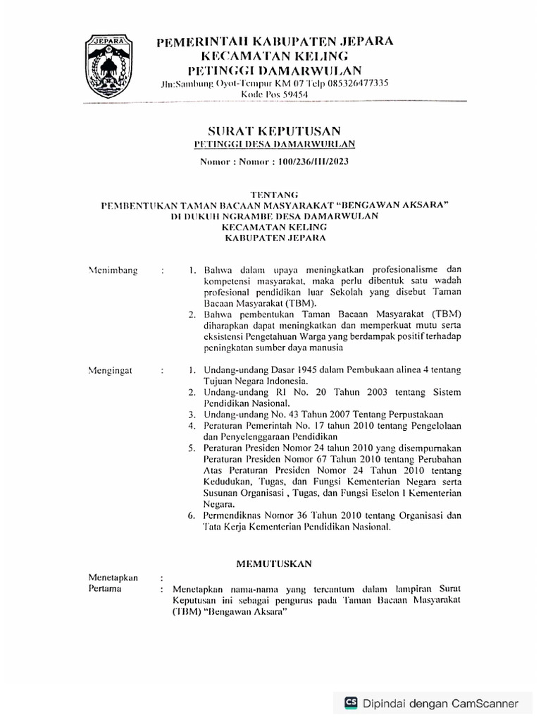 SK TBM - Bengawanaksara | PDF