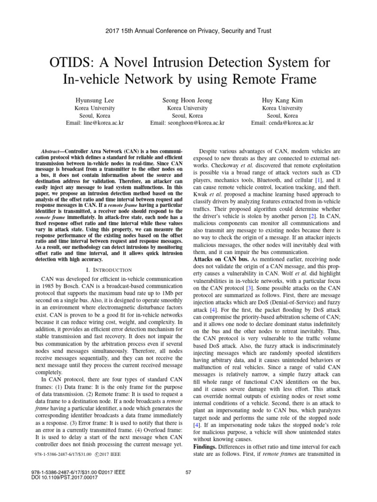 OTIDS: A Novel Intrusion Detection System For In-Vehicle Network by ...
