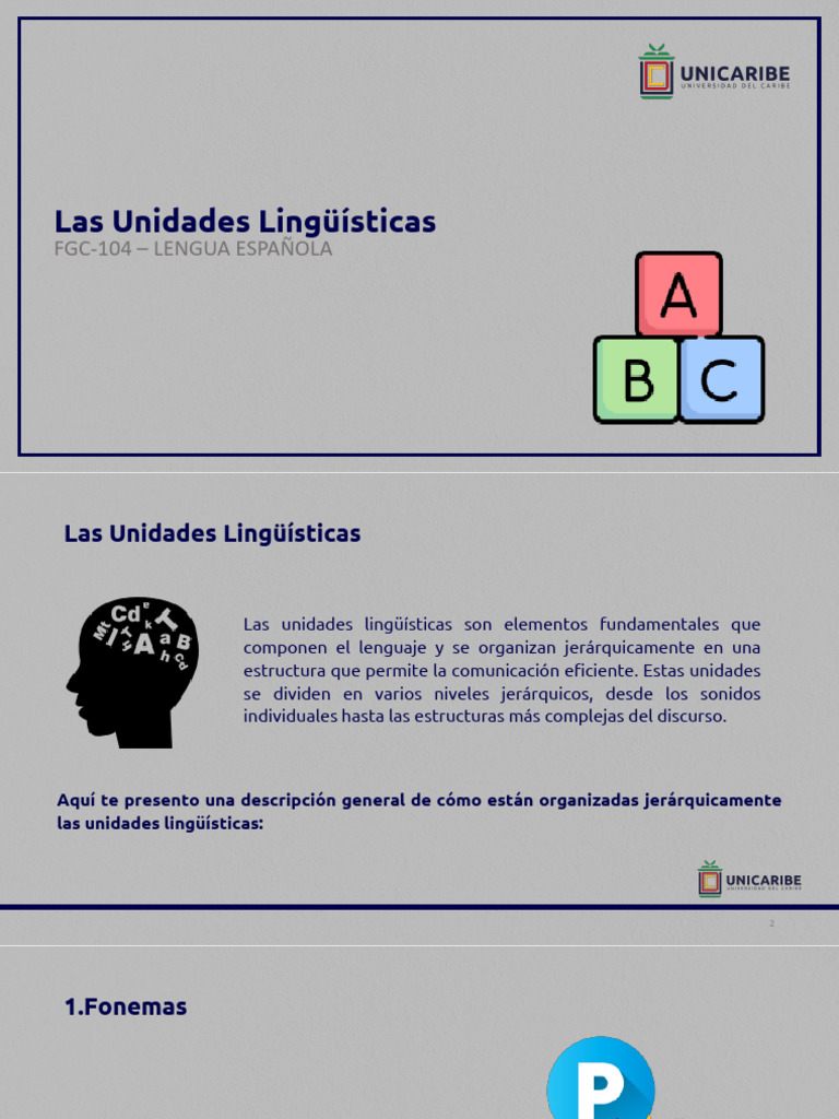 Unidad 4. Recurso 1. Las Unidades Lingüísticas | PDF | Palabra | Fonema