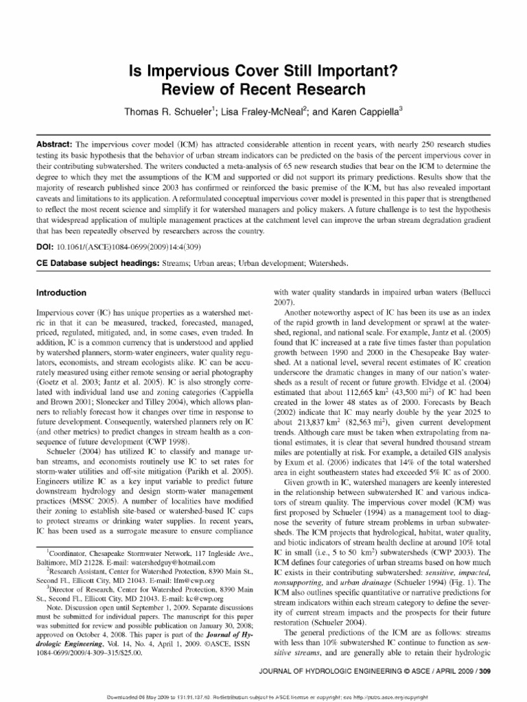 Is Impervious Cover Still Important | PDF | Riparian Zone | Stormwater