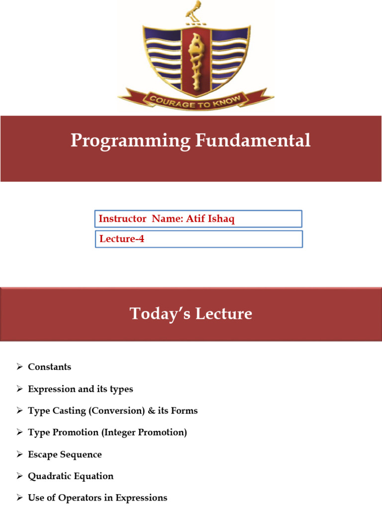 Lecture 4 | PDF | Data Type | Computer Programming Lecture 4 | PDF | Data Type | Computer Programming