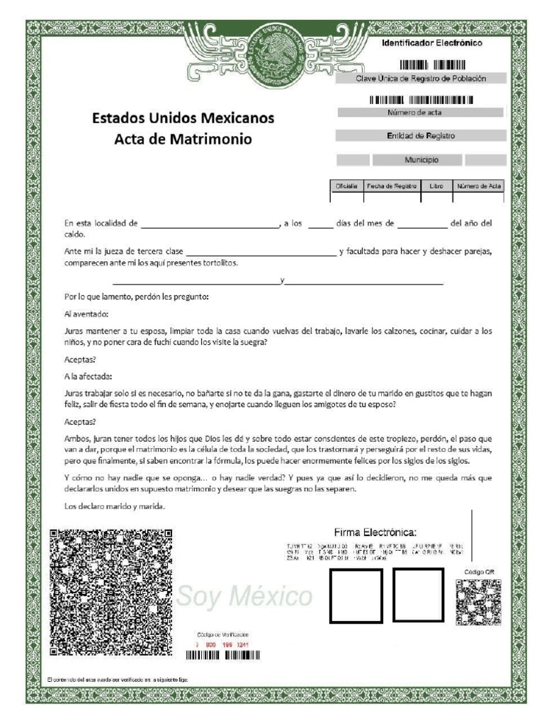 Acta de Matrimonio y Divorcio | PDF