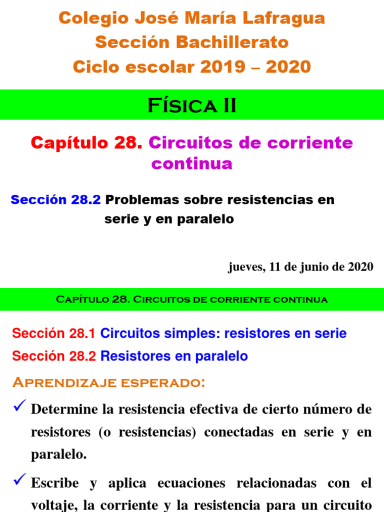 Problemas 28.12 28.15 Circuitos Mixto 11junio20 | PDF | Resistencia Eléctrica y Conductancia ...