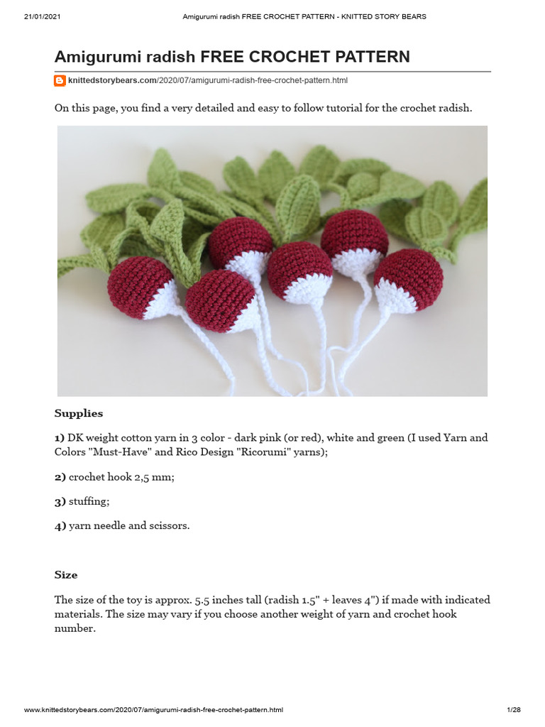 Radish FREE CROCHET | PDF | Crochet | Amigurumi