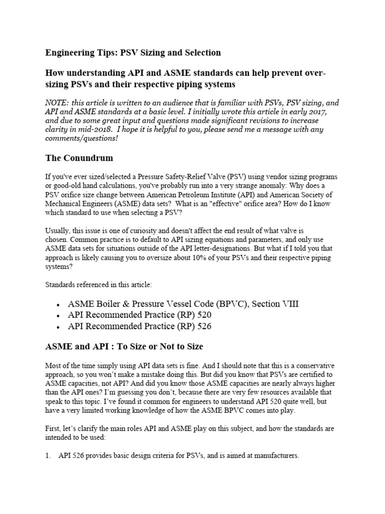 Engineering Tips API Vs ASME | PDF