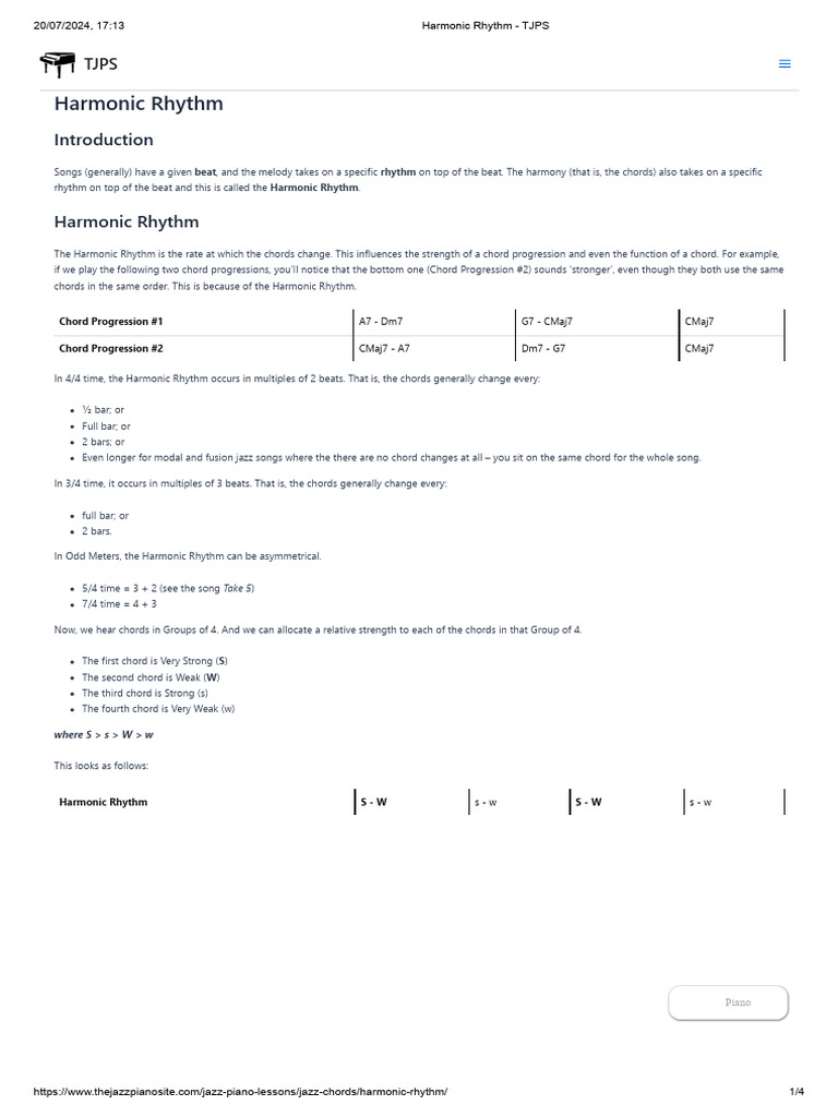 Harmonic Rhythm - TJPS | PDF | Harmony | Chord (Music)