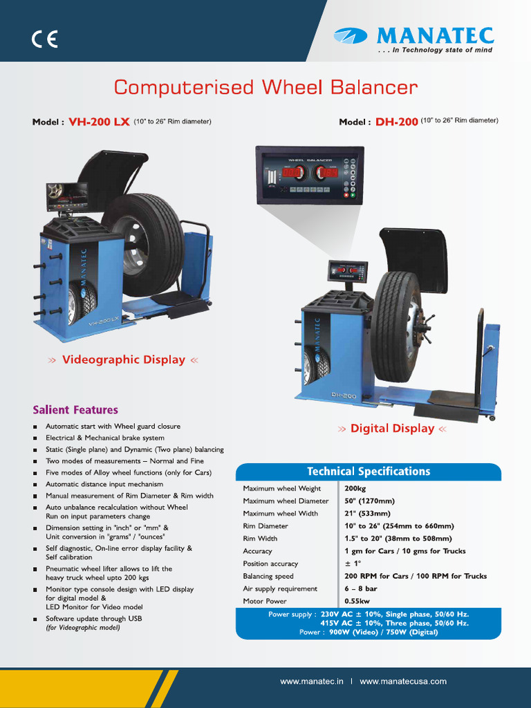 WB DH 200 Computerised Wheel Balancer | PDF