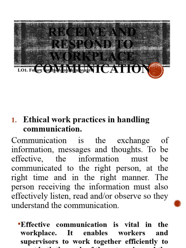Receiving and Responding To Workplace Communication | PDF ...