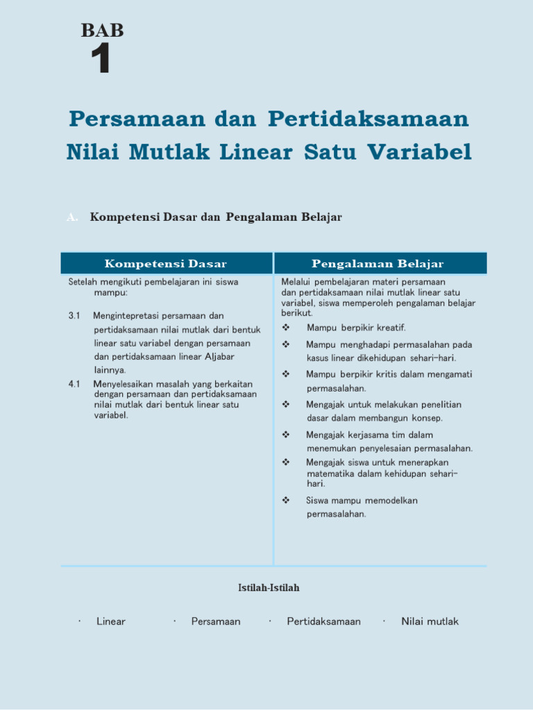 Persamaan Dan Pertidaksamaan Nilai Mutlak Linear Satu Variabel | PDF ...