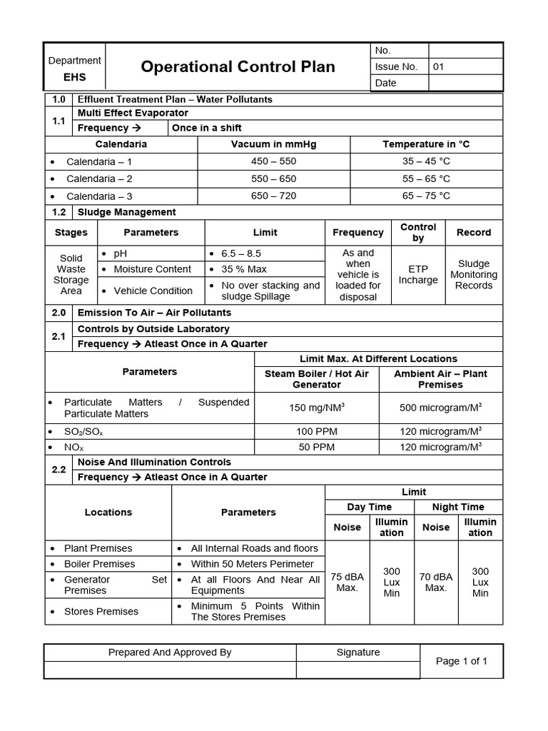 8.1 Operational Control Plan EHS | PDF | Environment | Environmental Technology
