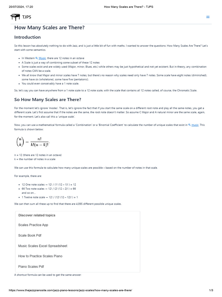 How Many Scales Are There - TJPS | PDF | Scale (Music) | Mathematics