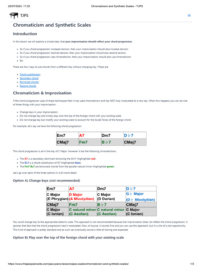 Jazz Improvisation Techniques | PDF | Chord (Music) | Scale (Music)