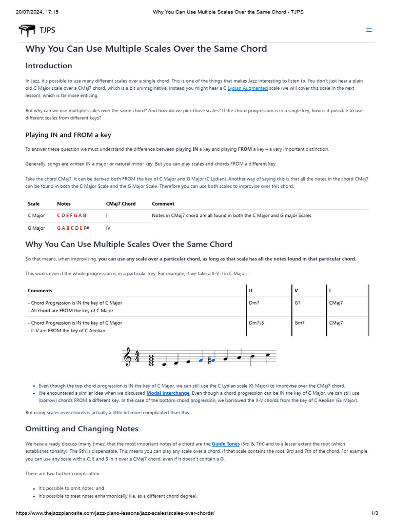Why You Can Use Multiple Scales Over The Same Chord - TJPS | PDF ...