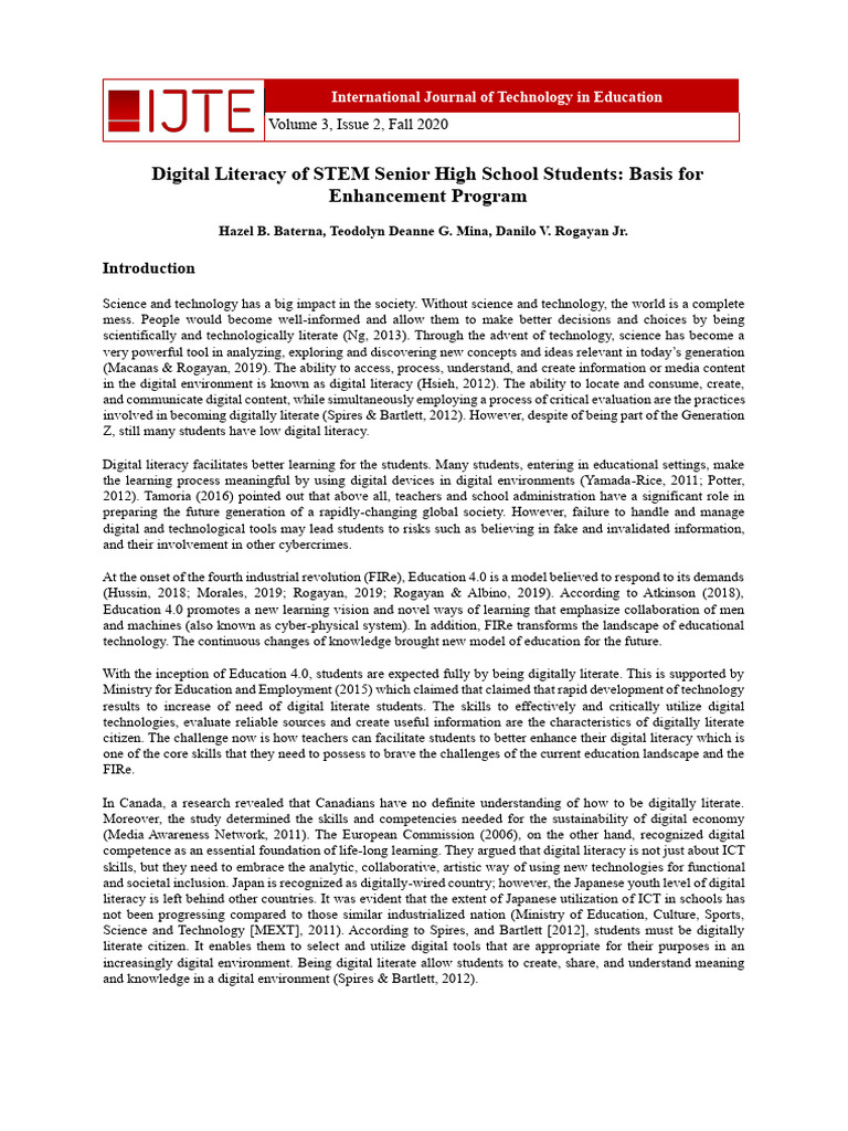 Digital Literacy of STEM SHS Students | PDF | Survey Methodology | Literacy