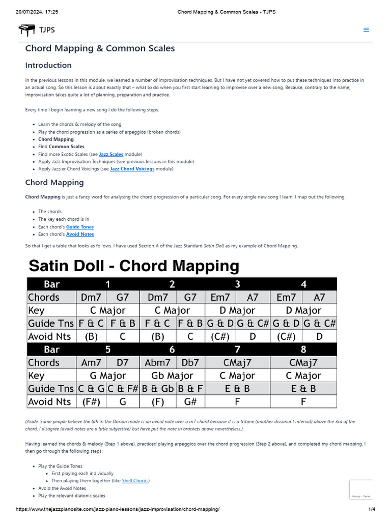 Chord Mapping & Common Scales - TJPS | PDF | Chord (Music) | Scale (Music)