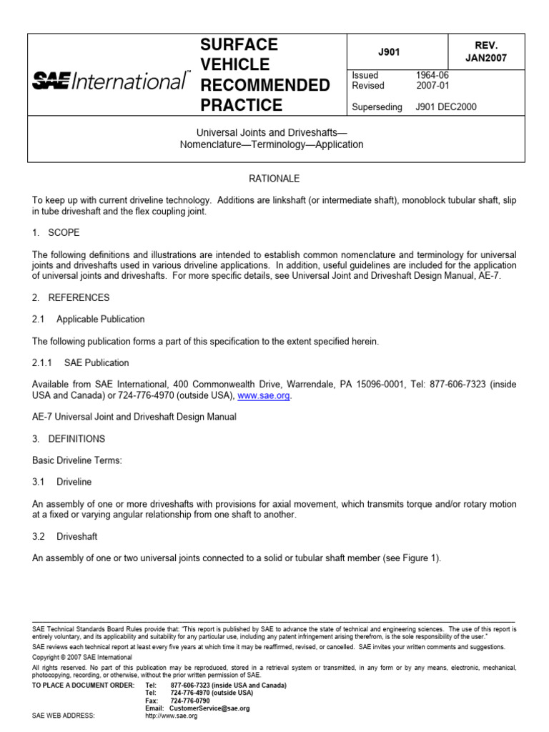 SAE J901-2007 | Download Free PDF | Axle | Mechanical Engineering