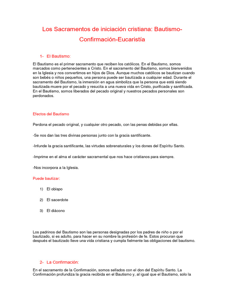 Los Sacramentos de Iniciación Cristiana | PDF | Confirmación | eucaristía