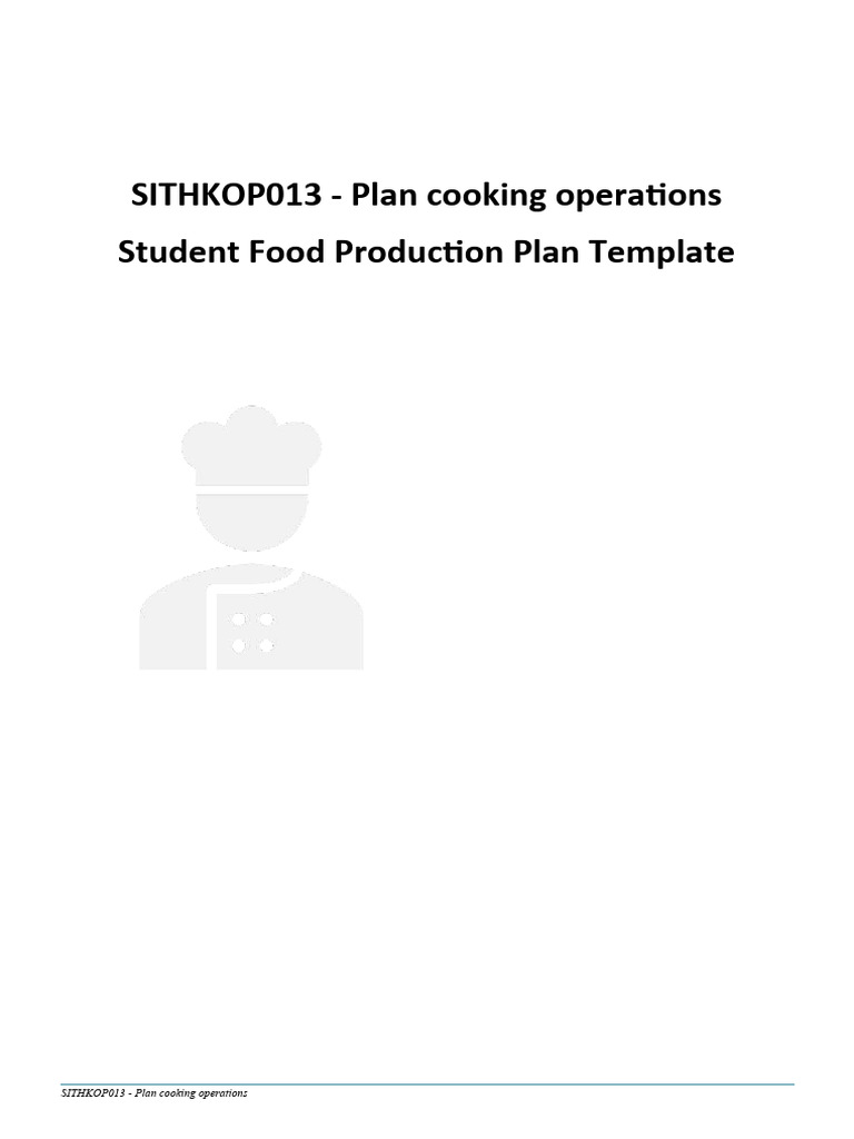 Food Production Plan Template Guide | PDF | Cooking | Recipe