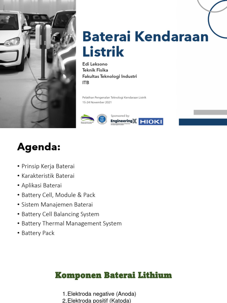 Training Baterai Kendaraan Listrik EL - 23 November 2021 | PDF