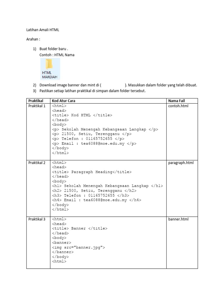 Praktikal Kod Arahan HTML ASK | PDF