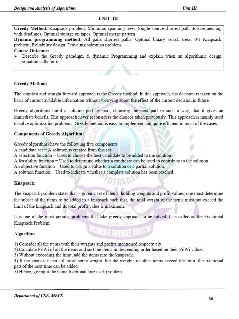 Unit Iii | PDF | Dynamic Programming | Algorithms Unit Iii | PDF | Dynamic Programming | Algorithms