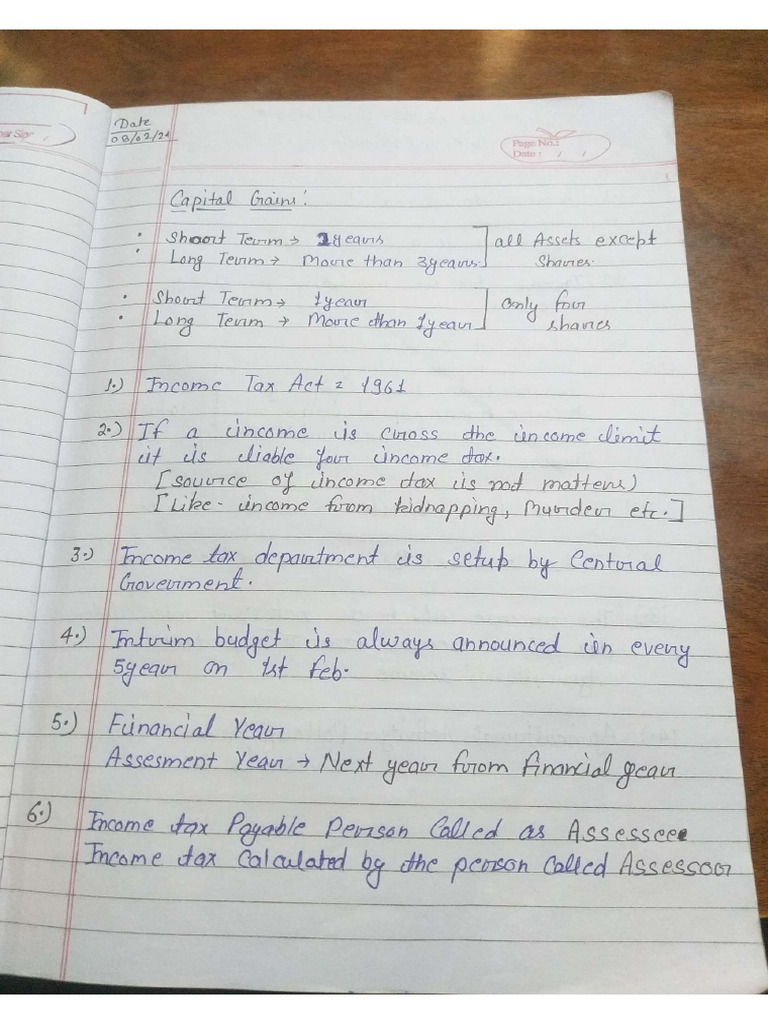 Income Tax Notes Pdf