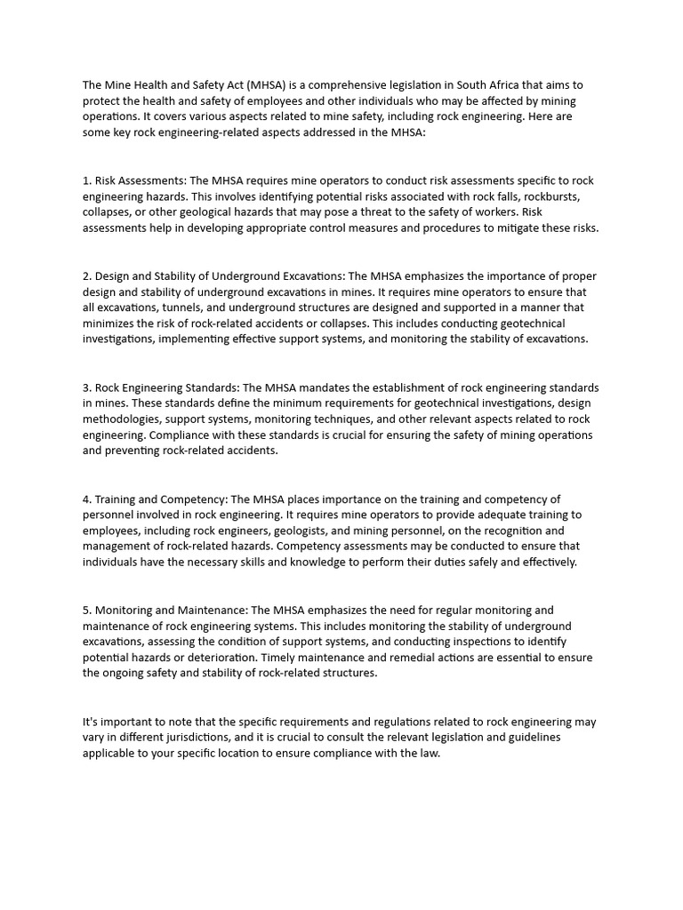 The Mine Health and Safety Act | PDF | Occupational Safety And Health ...