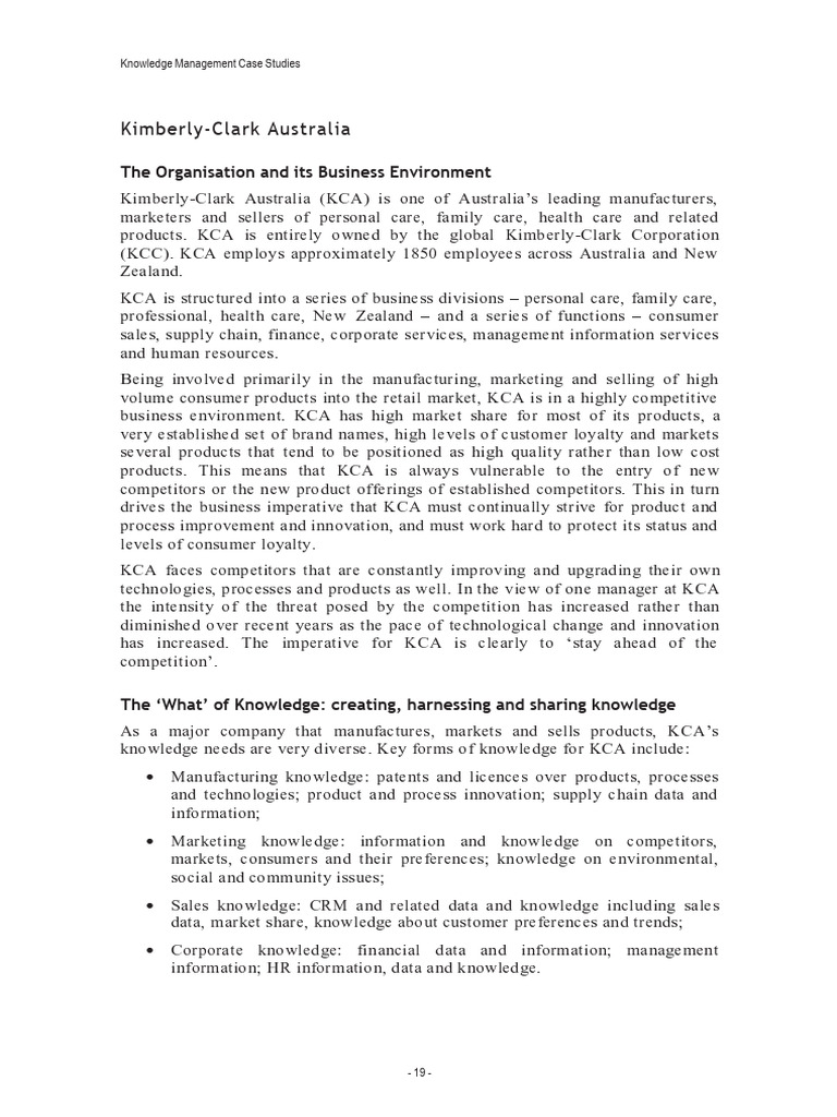 Kimberly-Clark Australia Case Study | PDF